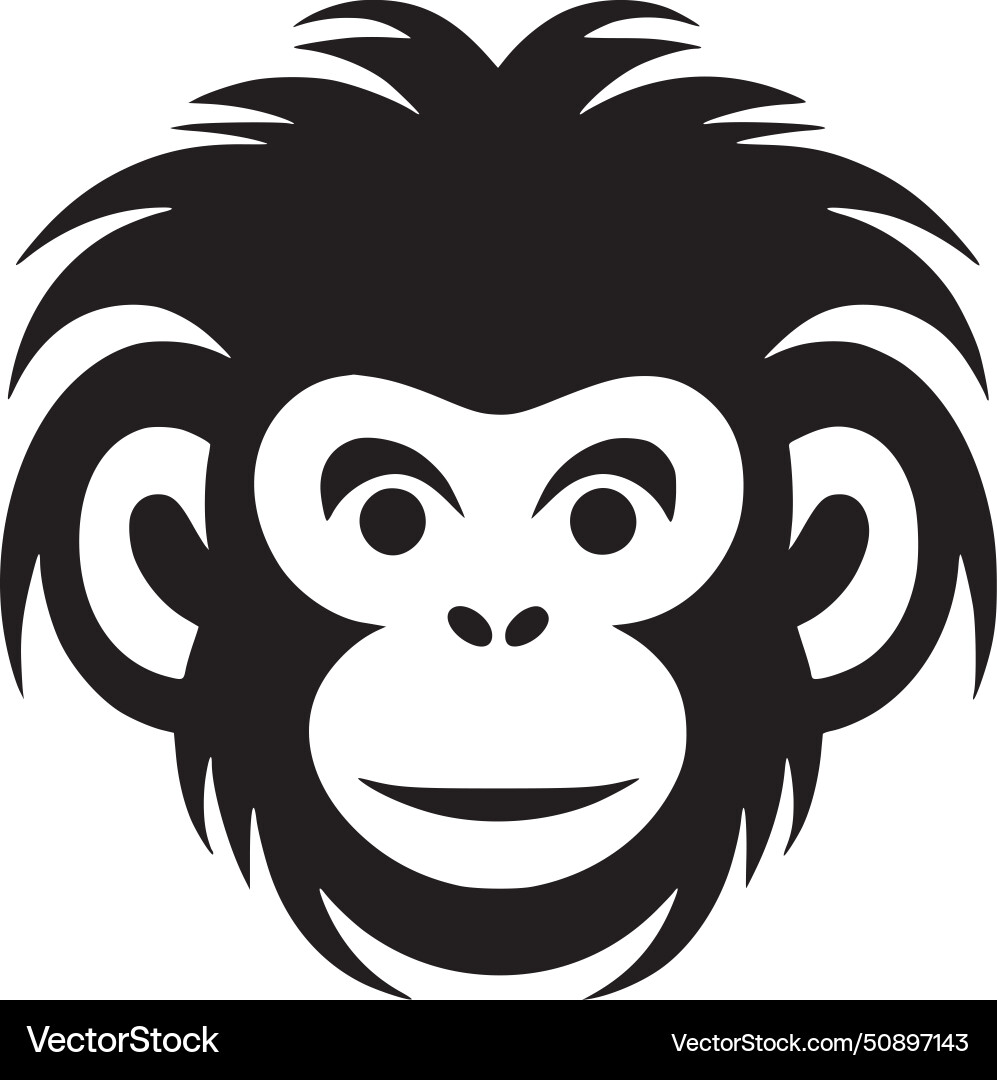 Monkey - minimalist and flat logo Royalty Free Vector Image