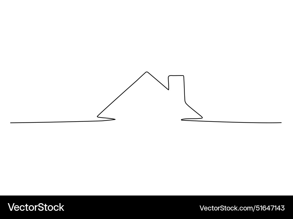 One line house roof continuous simple drawing Vector Image