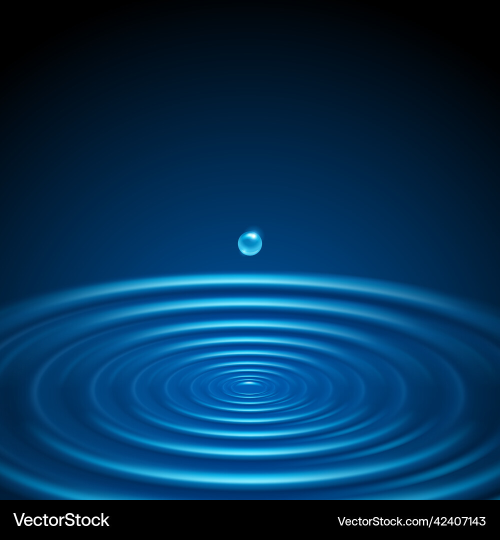 Realistic circle water drop falling pond rings Vector Image