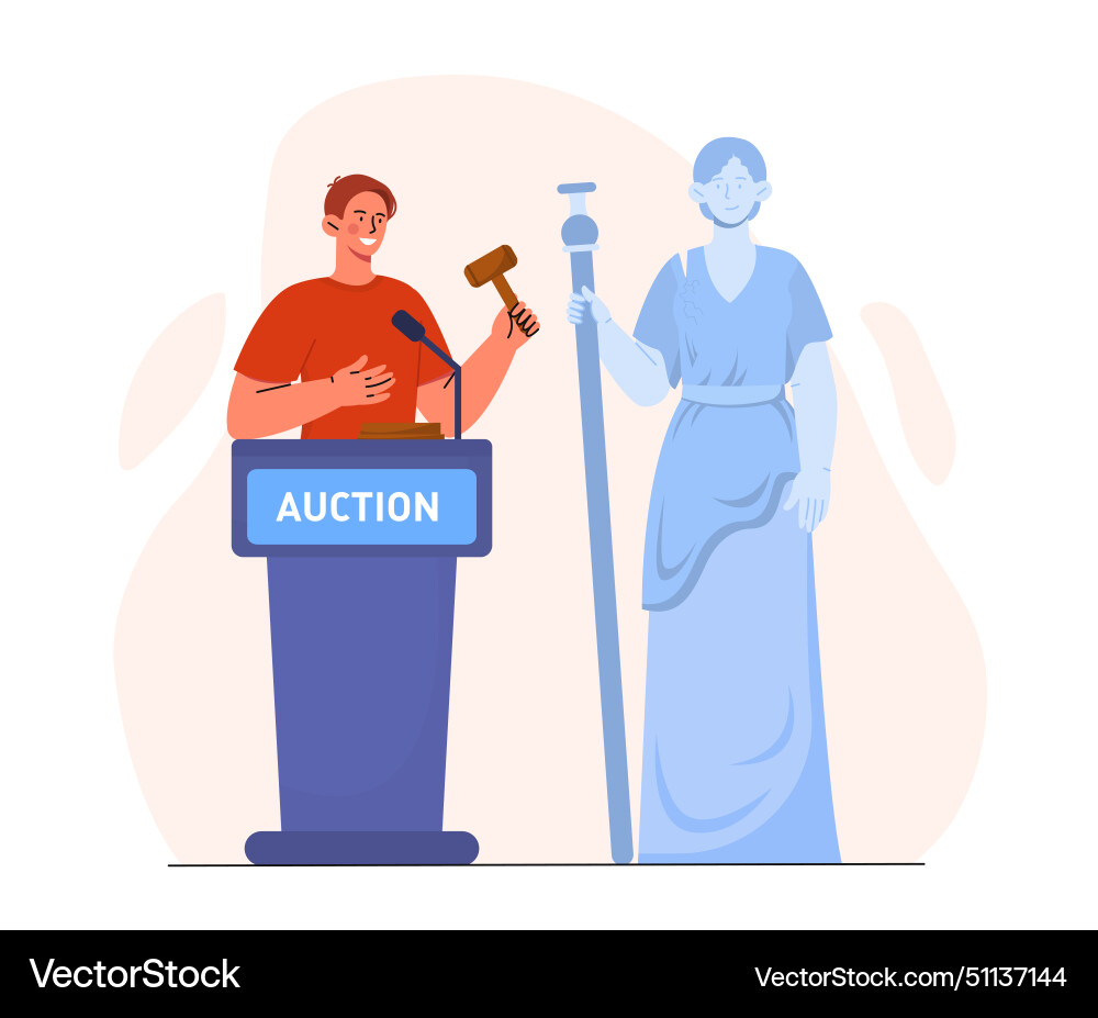 Auction statues concept Royalty Free Vector Image