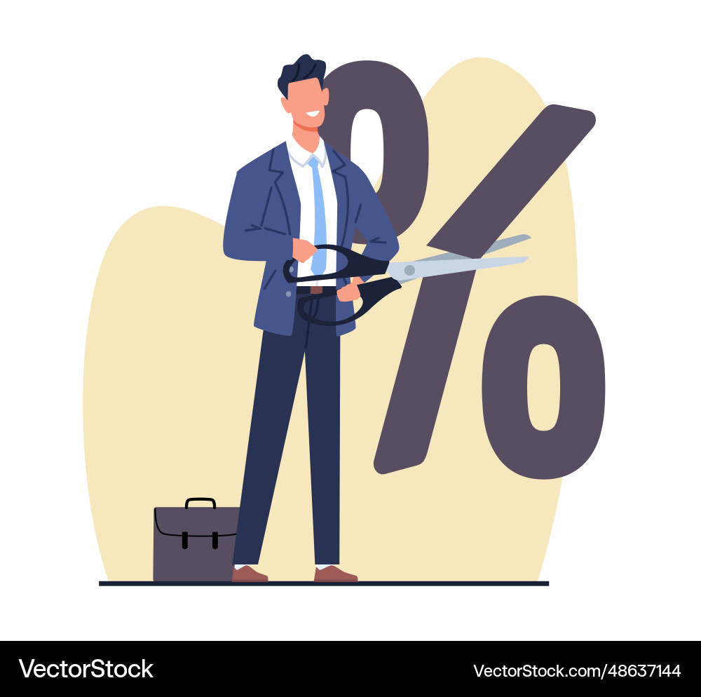 Businessman Cutting Interest Rate Royalty Free Vector Image