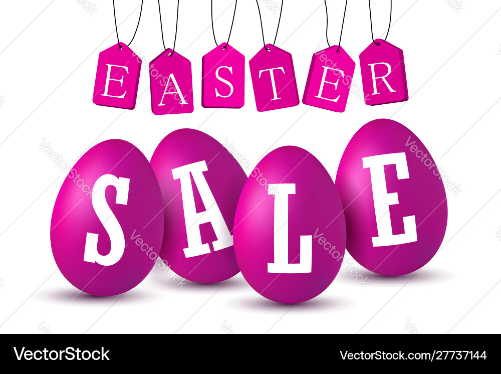 Easter egg text sale happy eggs 3d Royalty Free Vector Image
