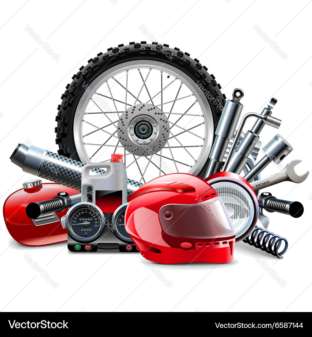 Motorcycle Spare Parts Collection Royalty Free Vector Image