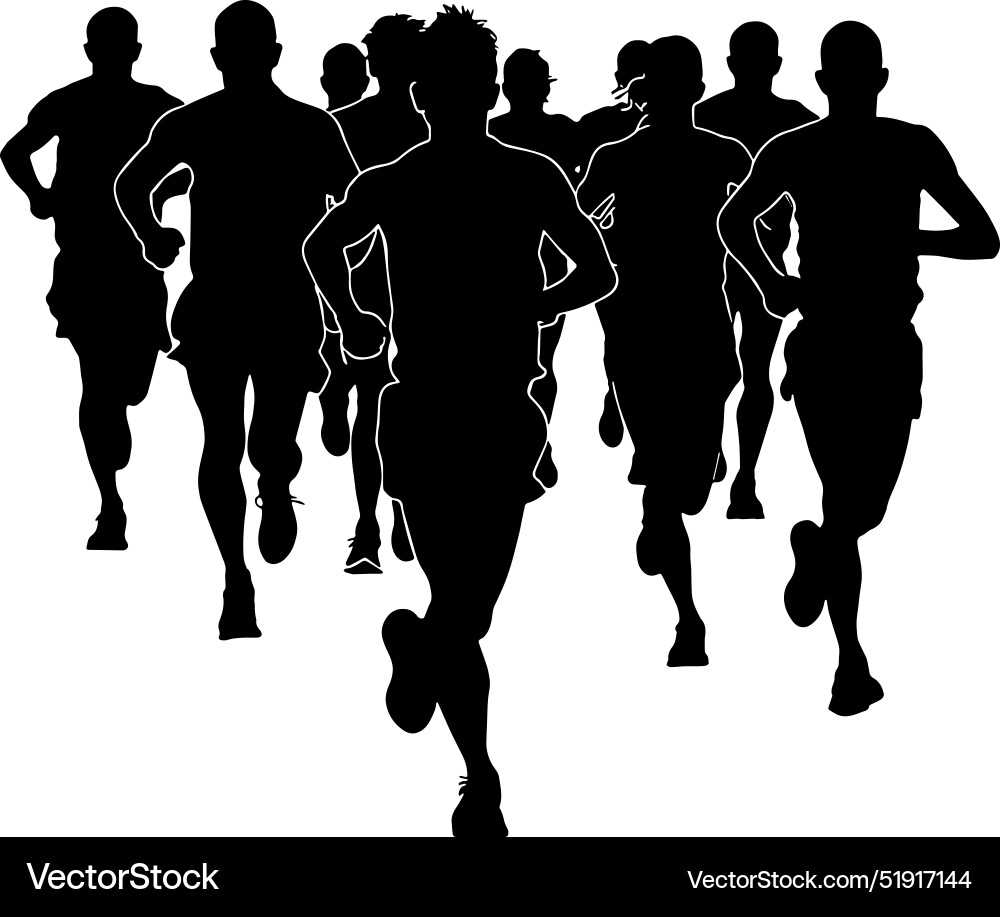Silhouette of a group men running Royalty Free Vector Image