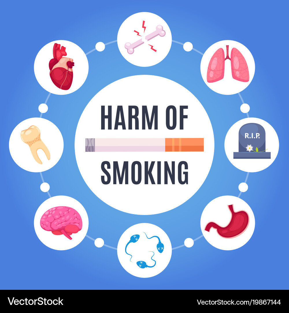 Smoking Hazards & Health Risks Royalty Free Vector Image