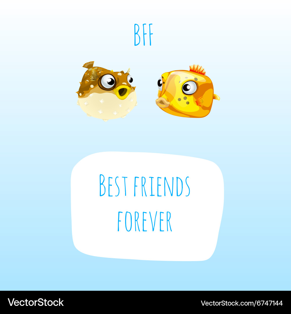 Two best friends fish with frame for text Vector Image