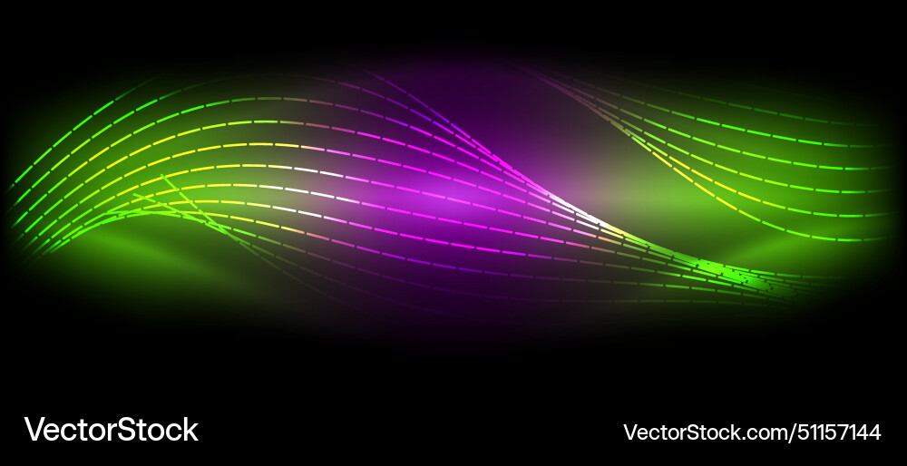 Violet and magenta wave on black with visual Vector Image