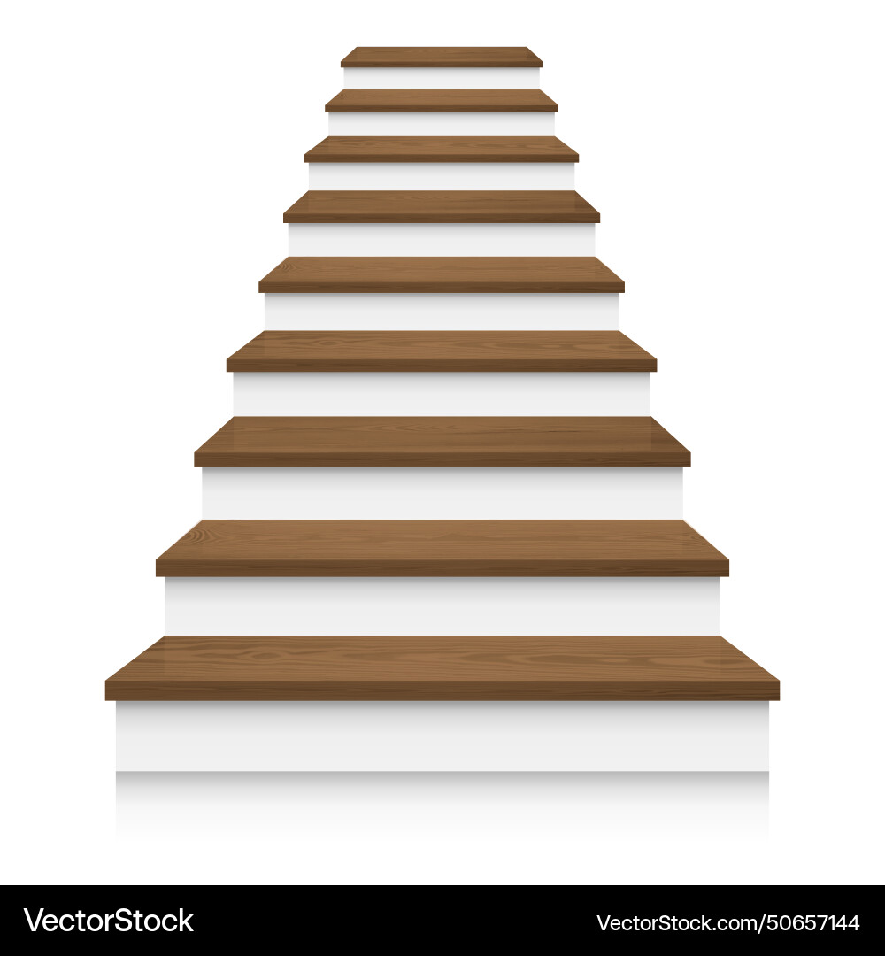White brown wood stair template front view 3d Vector Image