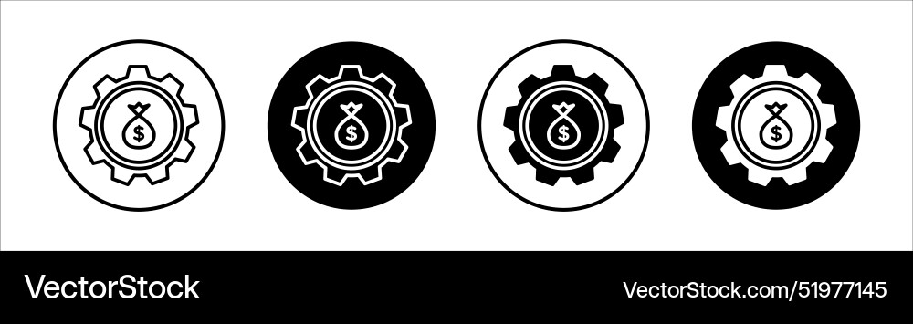 Compensation flat line icon set thin Royalty Free Vector