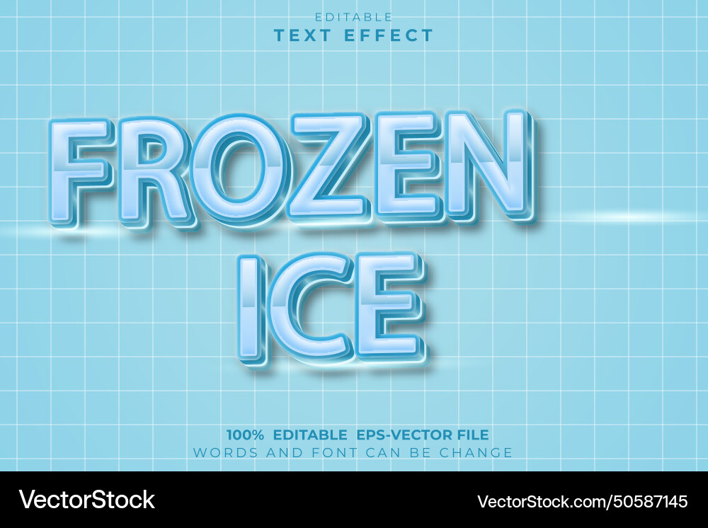 Frozen ice editable text effect 3d modern style Vector Image