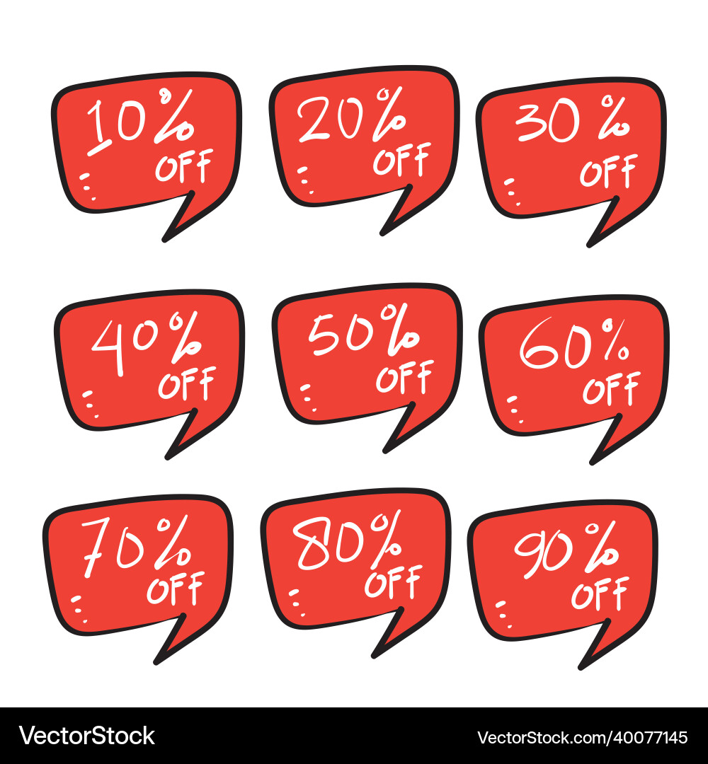 Hand drawn doodle discount prize label isolated Vector Image