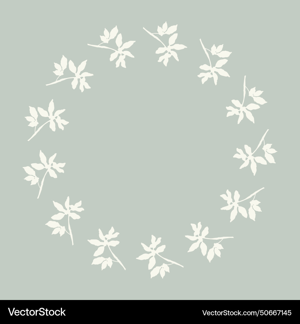 Handmade linocut organic wreath Royalty Free Vector Image