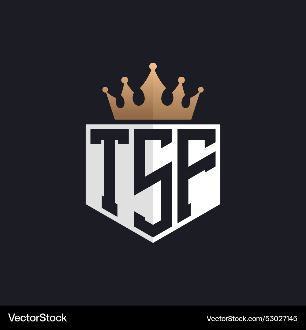 Luxury tsf logo with crown elegant initials Vector Image