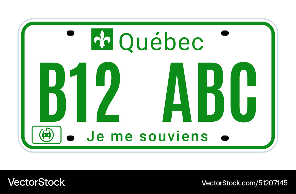 Quebec license number plate registration canada Vector Image