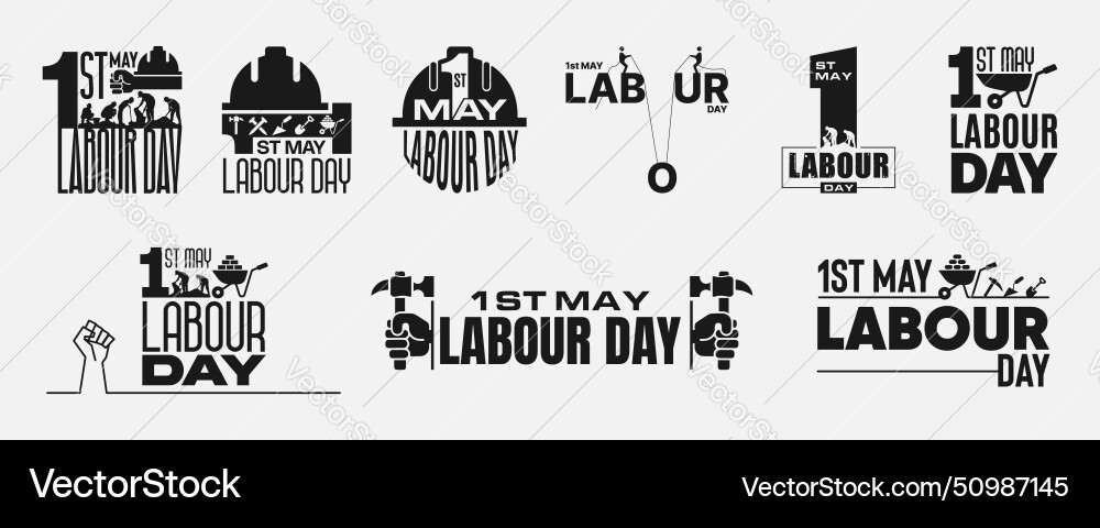 Set of labor day typography design Royalty Free Vector Image