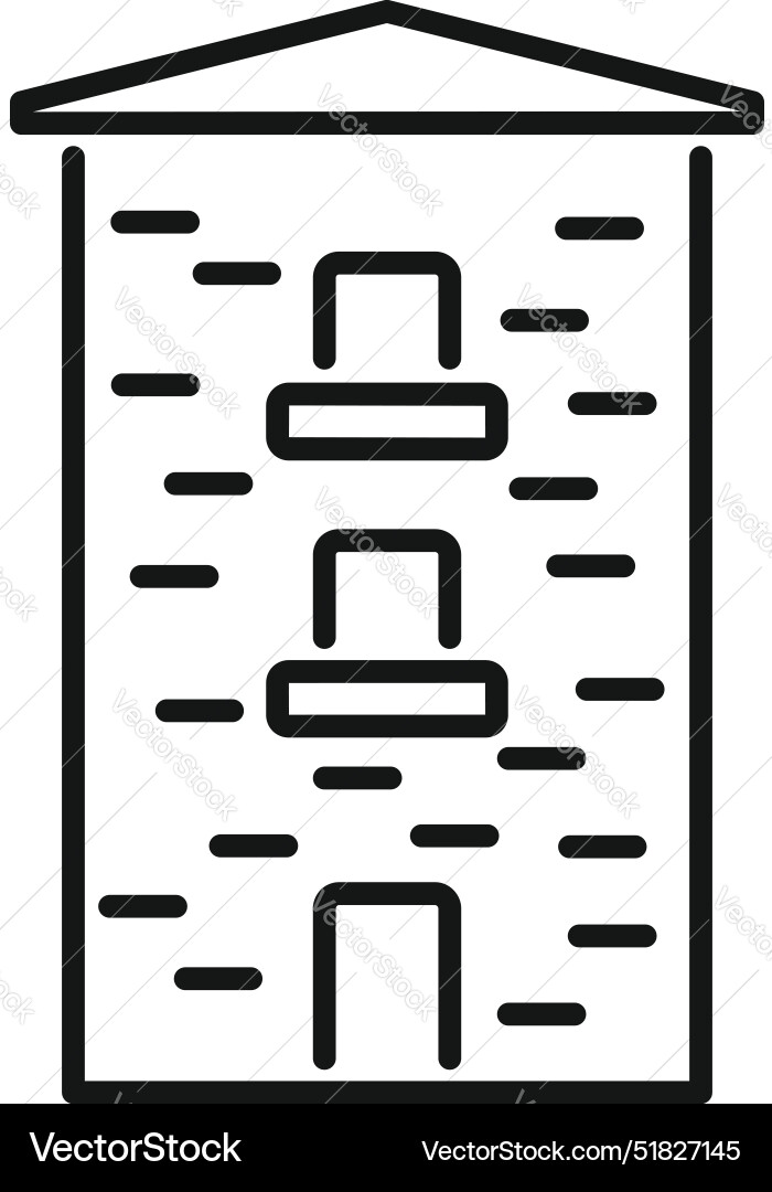 Thin line icon style of building with Royalty Free Vector