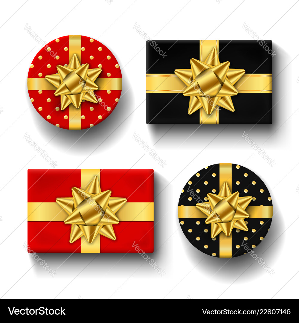 Gift boxes top view isolated set template Vector Image