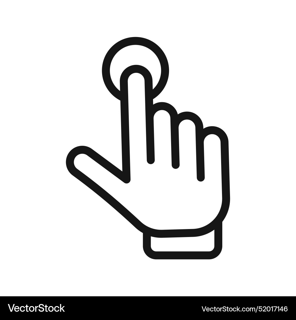 Hand clicking icon black line art Royalty Free Vector Image