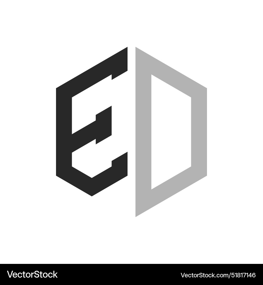 Modern unique hexagon letter ed logo design Vector Image