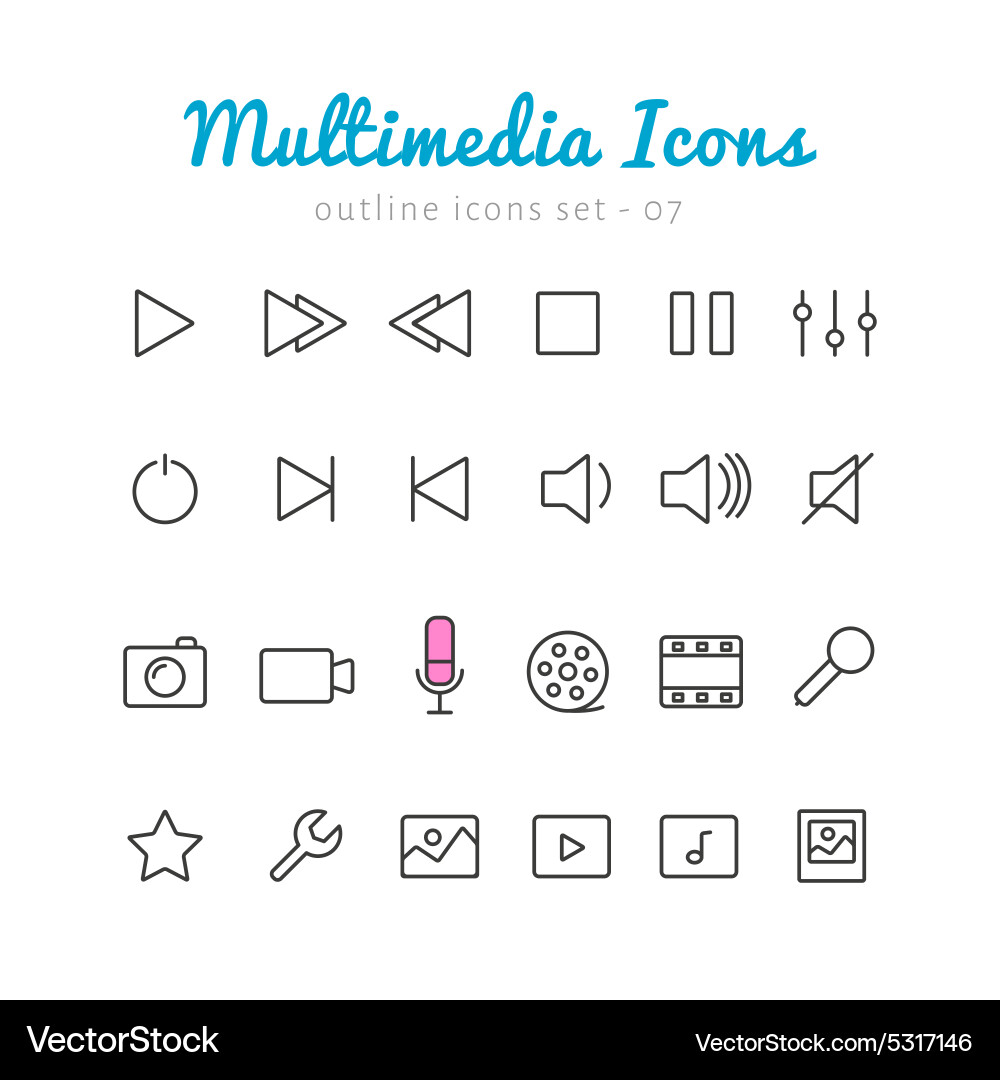 Multimedia icons set Royalty Free Vector Image