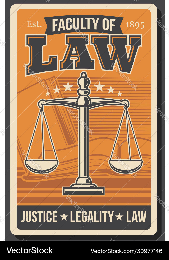 Retro poster juridical justice school law faculty Vector Image
