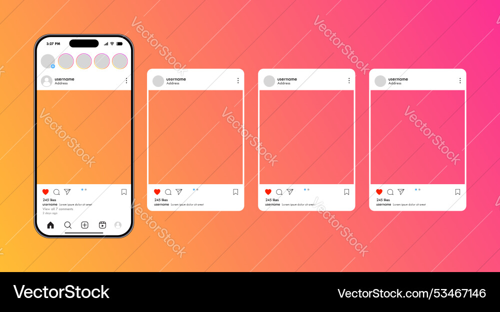 Social media post mockup with smartphone Vector Image