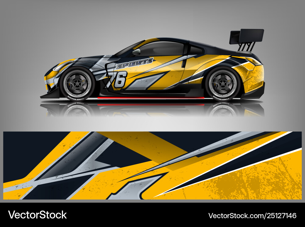 Sport car racing wrap design Royalty Free Vector Image