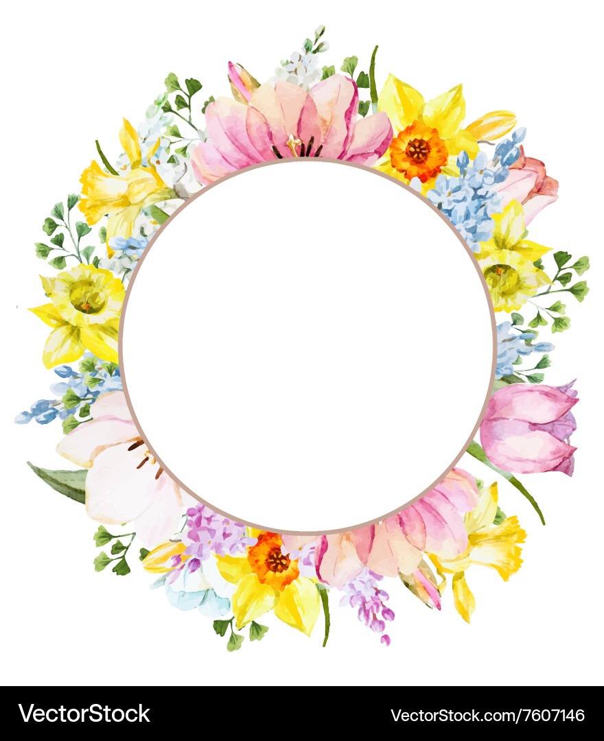 Watercolor spring floral frame Royalty Free Vector Image