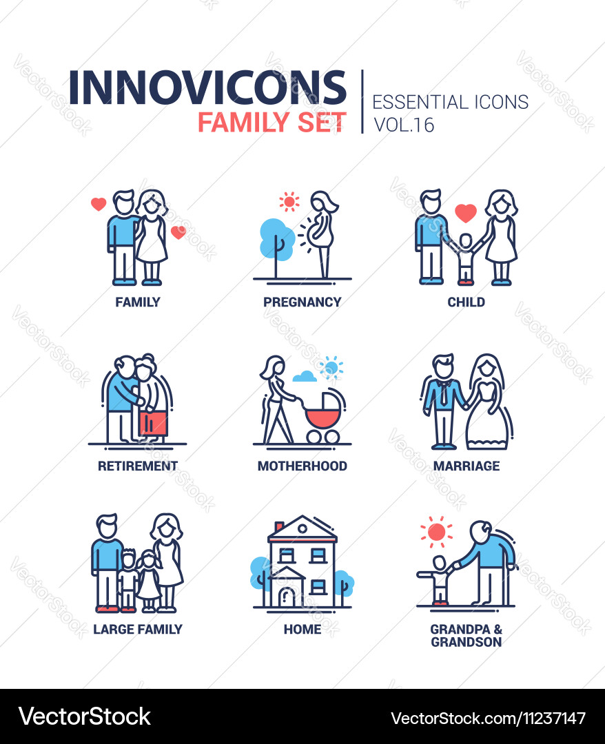 Family - line design icons set Royalty Free Vector Image