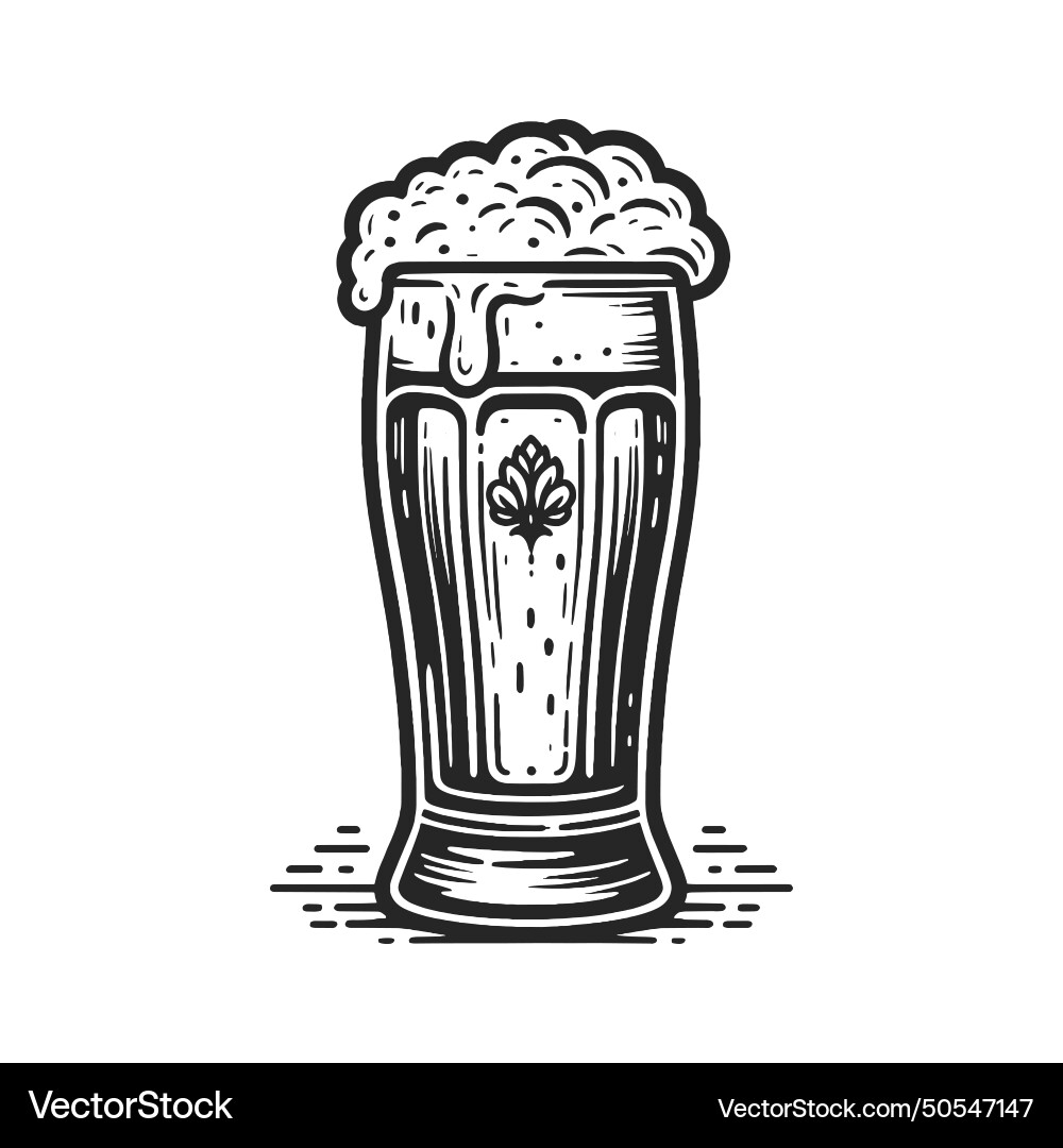 Frothy beer glass sketch Royalty Free Vector Image