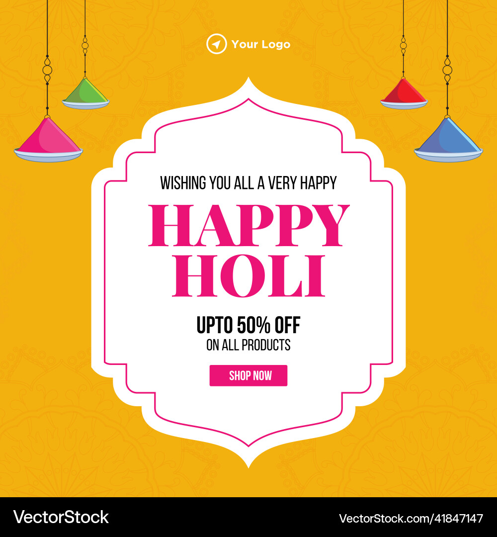 Happy holi banner design Royalty Free Vector Image
