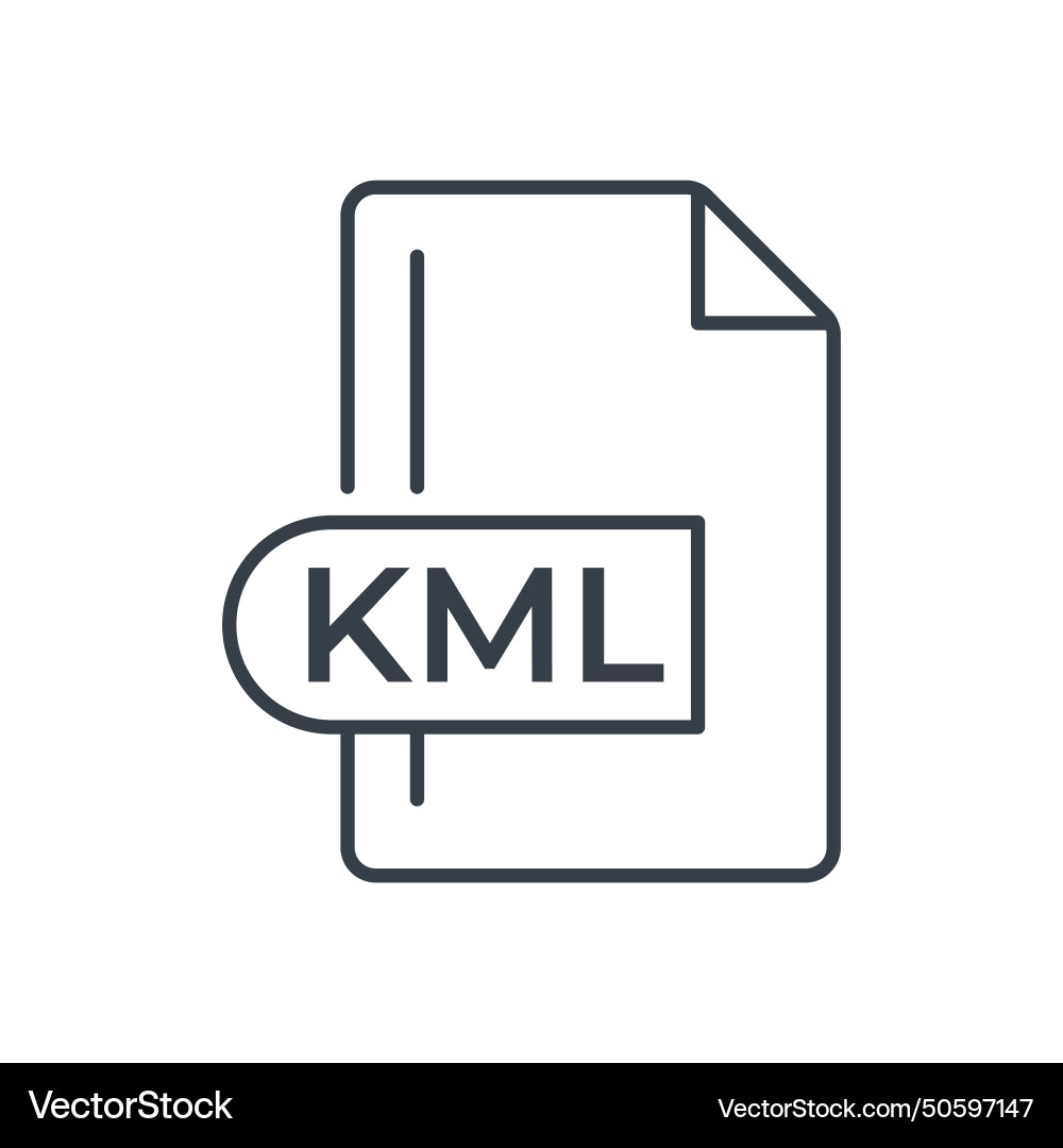 Kml icon file format extension line Royalty Free Vector Kml icon file format extension line Royalty Free Vector