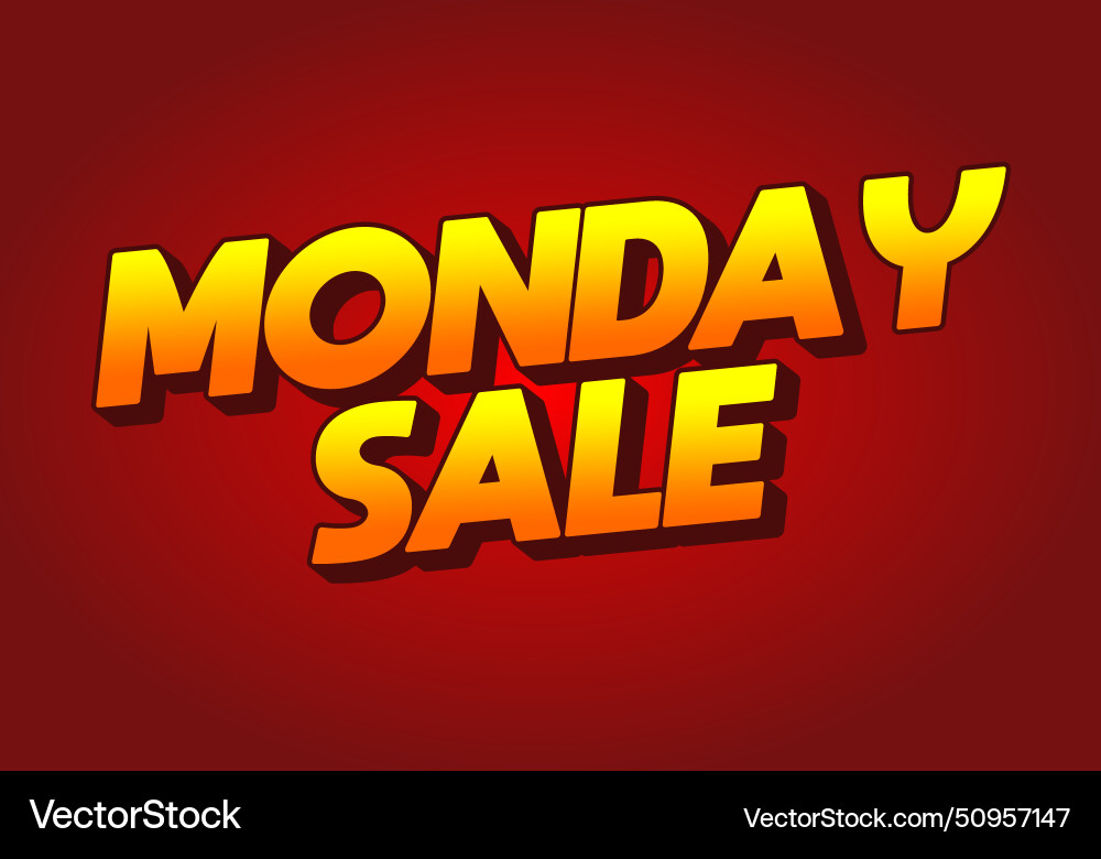 Monday sale text effect in 3d style with eye Vector Image