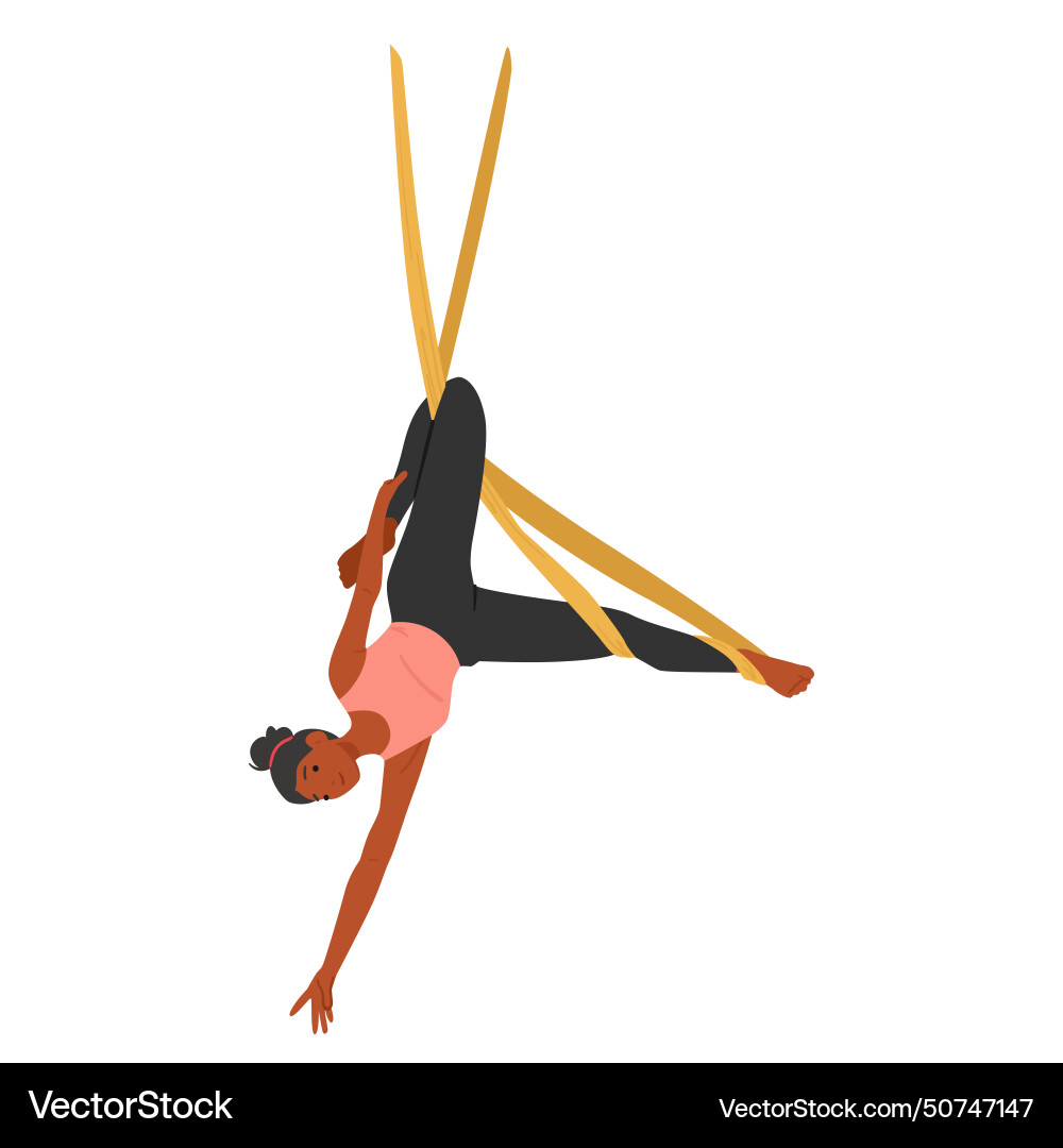 Nimble woman character gracefully balances Vector Image