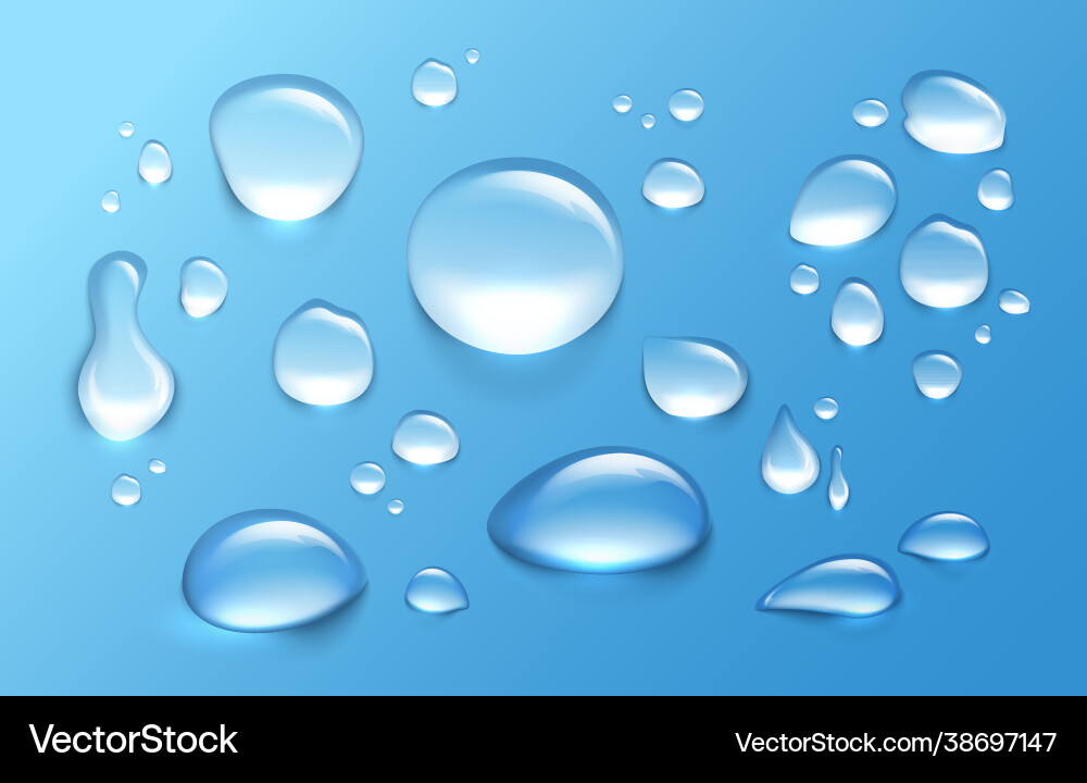 Realistic water drop transparent aqua splashes Vector Image