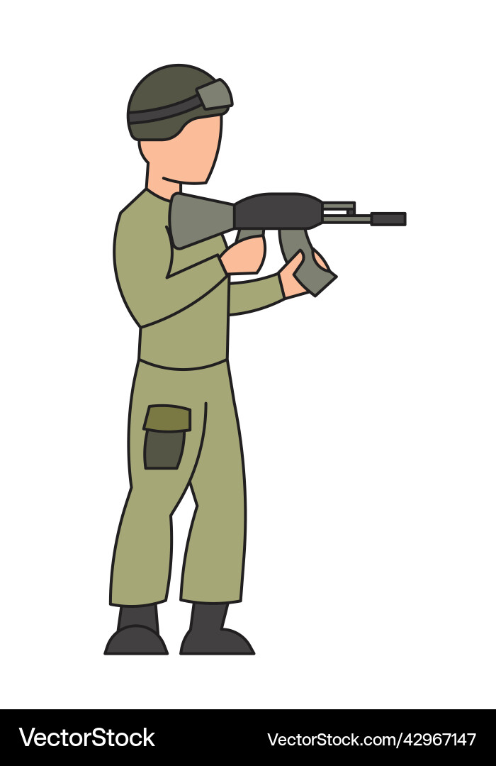 Soldier standing with a machine gun Royalty Free Vector