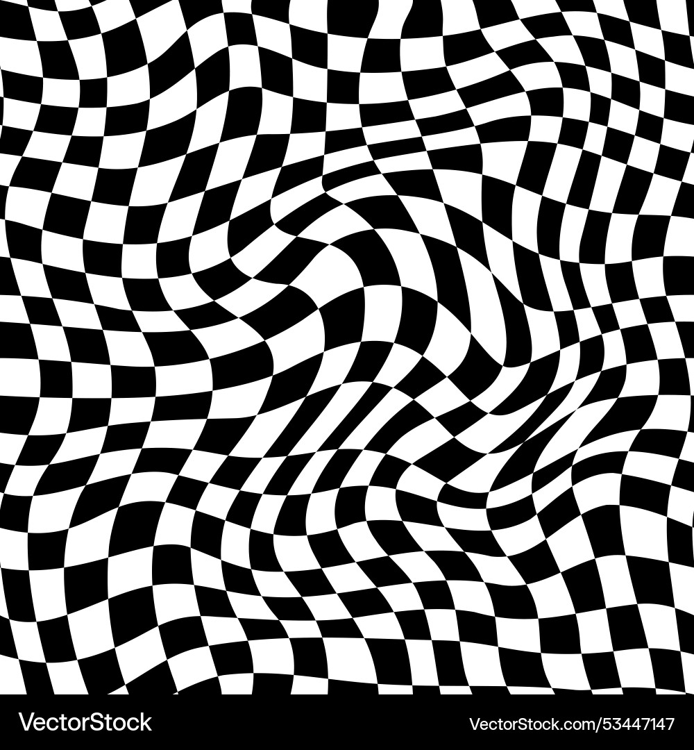 Trippy checkerboard wavy optical checker Vector Image