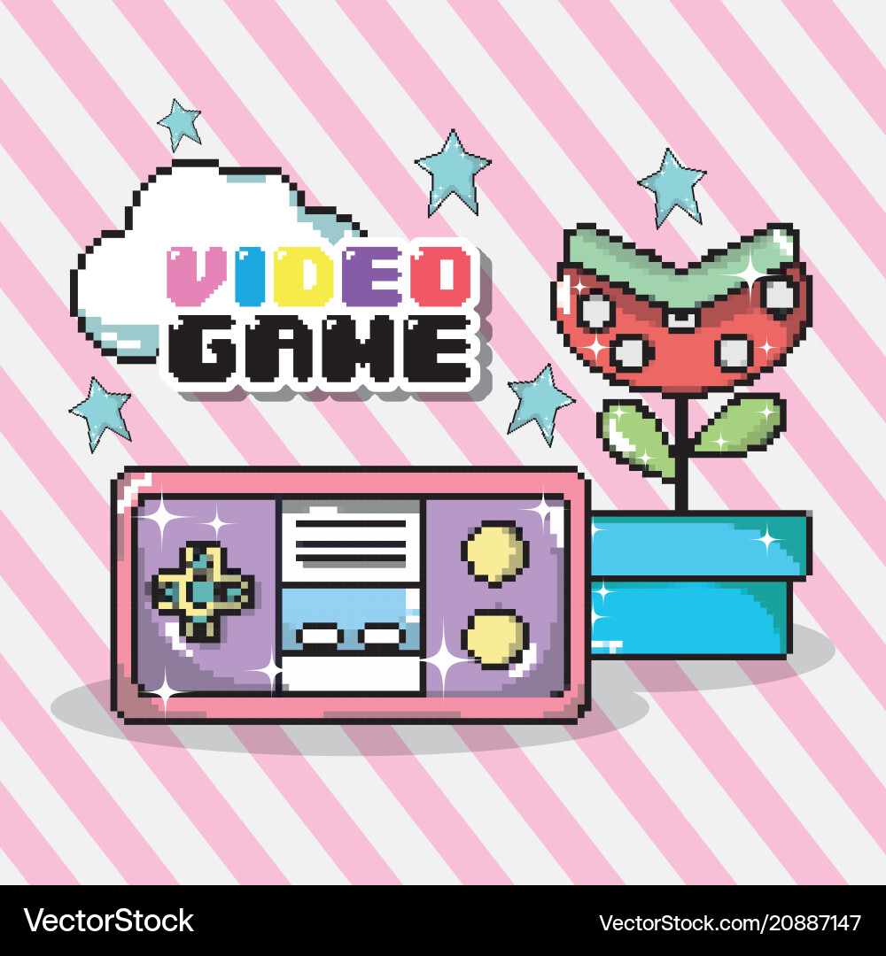 Videogame pixel cartoons Royalty Free Vector Image