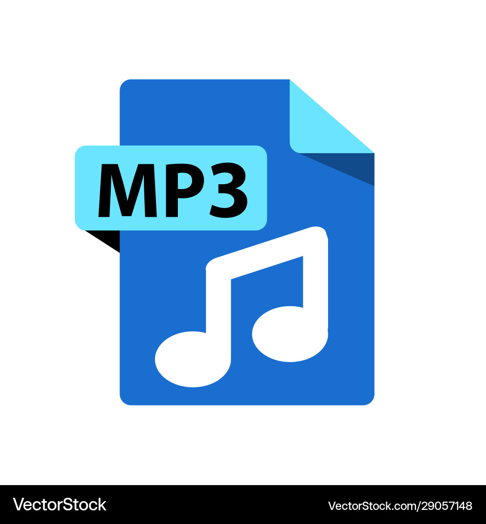 Blue icon mp3 file format extensions Royalty Free Vector