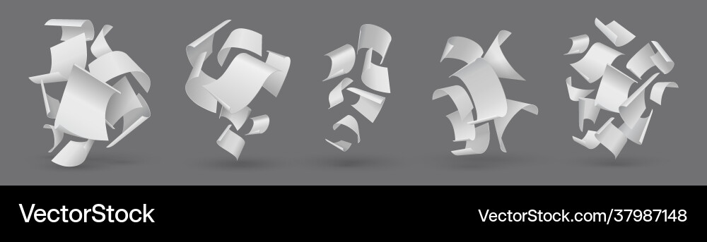 Falling paper realistic flying pages blown away Vector Image