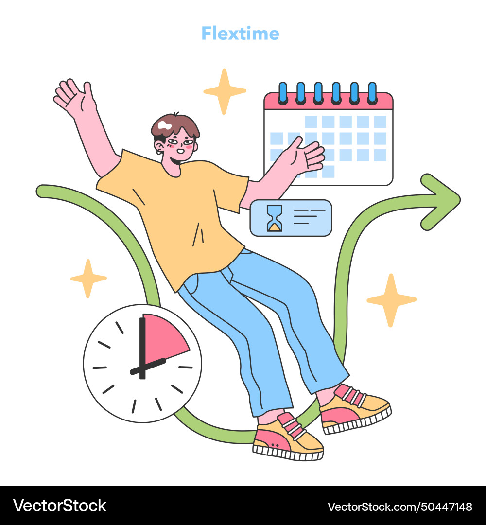 Flextime benefits in modern employment flat Vector Image