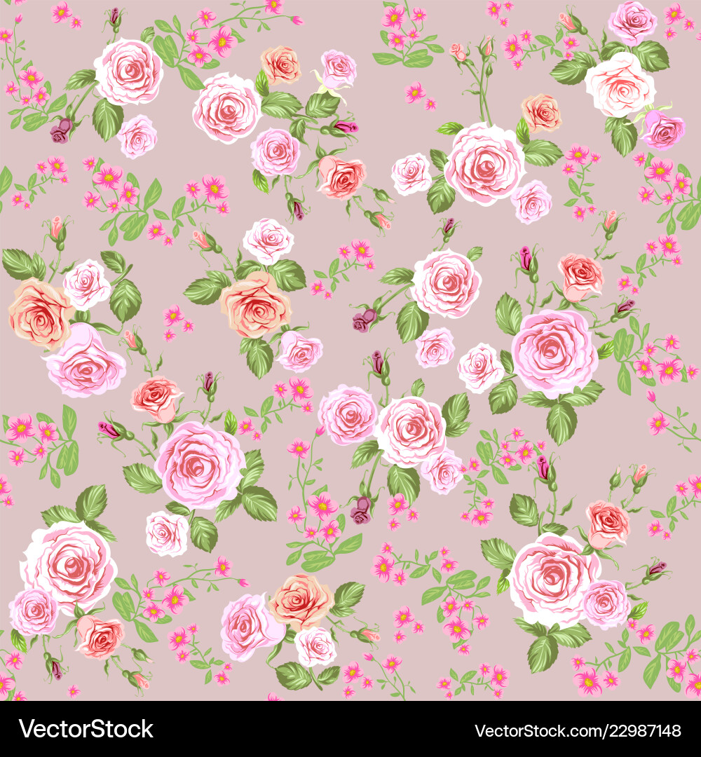 Romantic Rose Seamless Pattern Royalty Free Vector Image