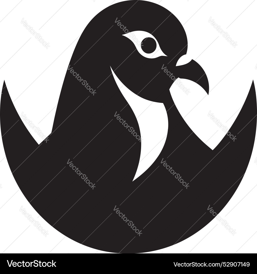 Black dove logo with swoosh and hand drawn Vector Image