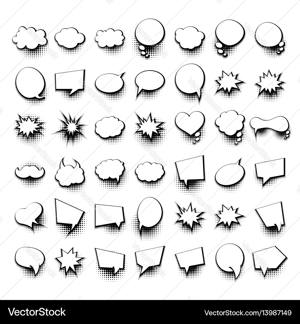 Blank template comic text speech bubble Royalty Free Vector