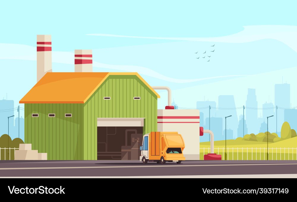 Cartoon garbage plant Royalty Free Vector Image