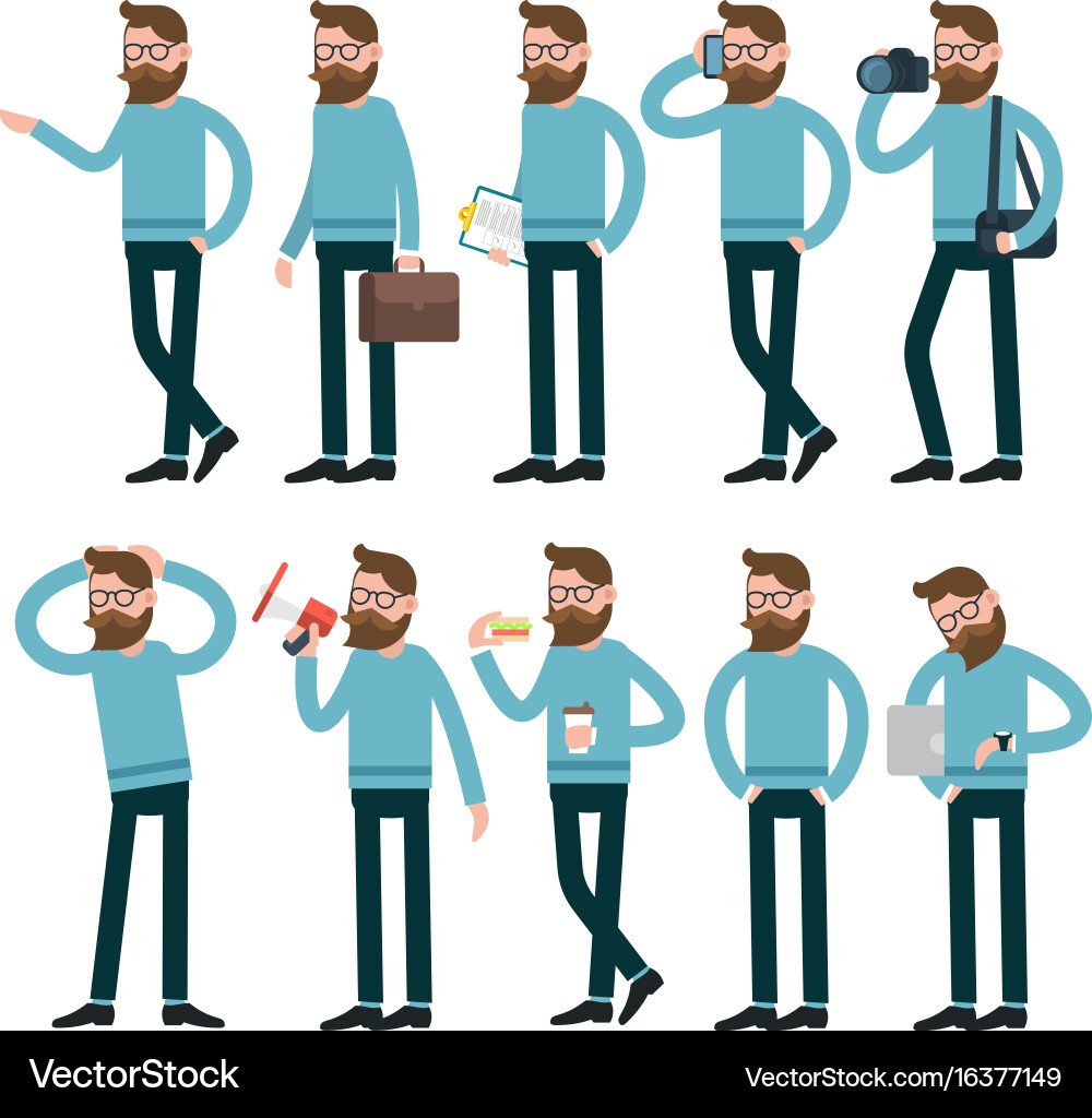 Cartoon men acting with different poses Royalty Free Vector