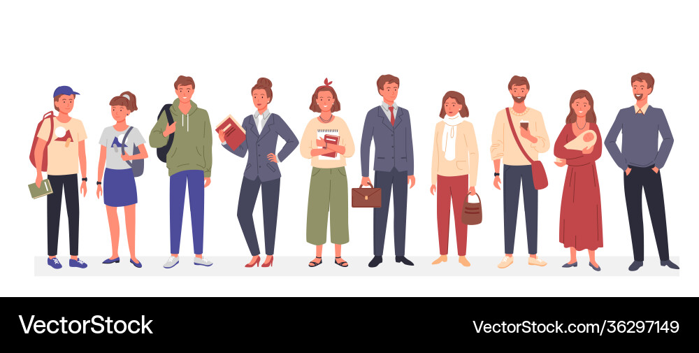 Casual happy people different ages Royalty Free Vector Image