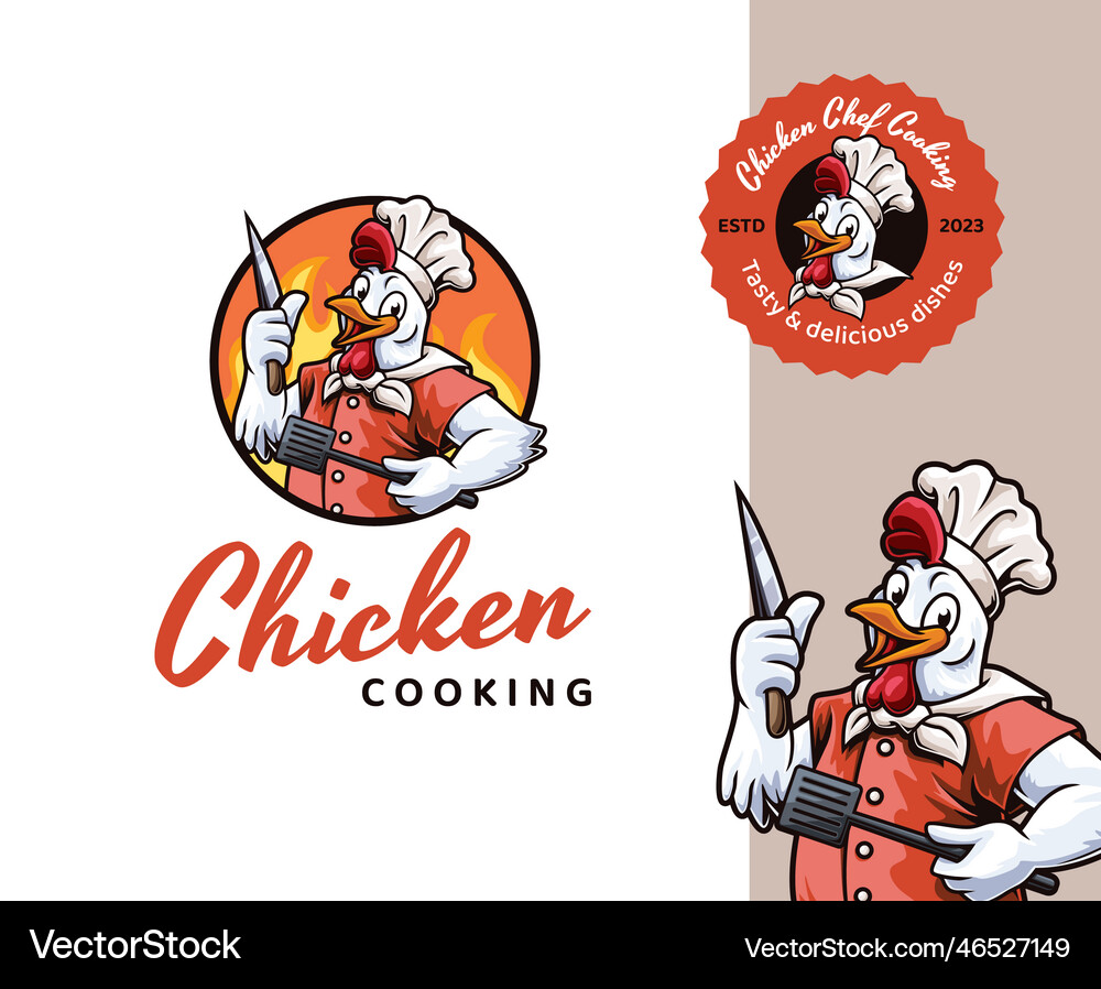 Chicken chef mascot logo design Royalty Free Vector Image