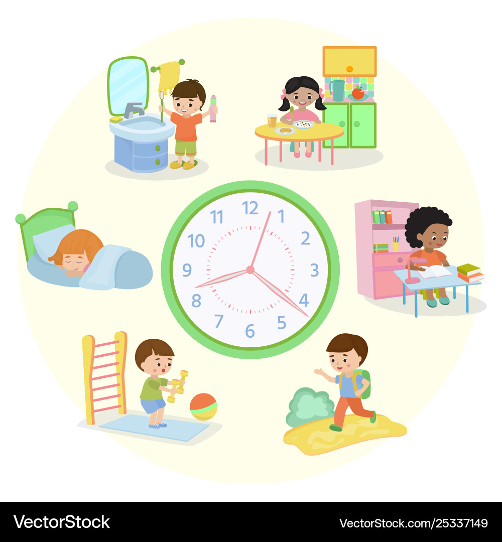 Children's Daily Routine Schedule Royalty Free Vector Image