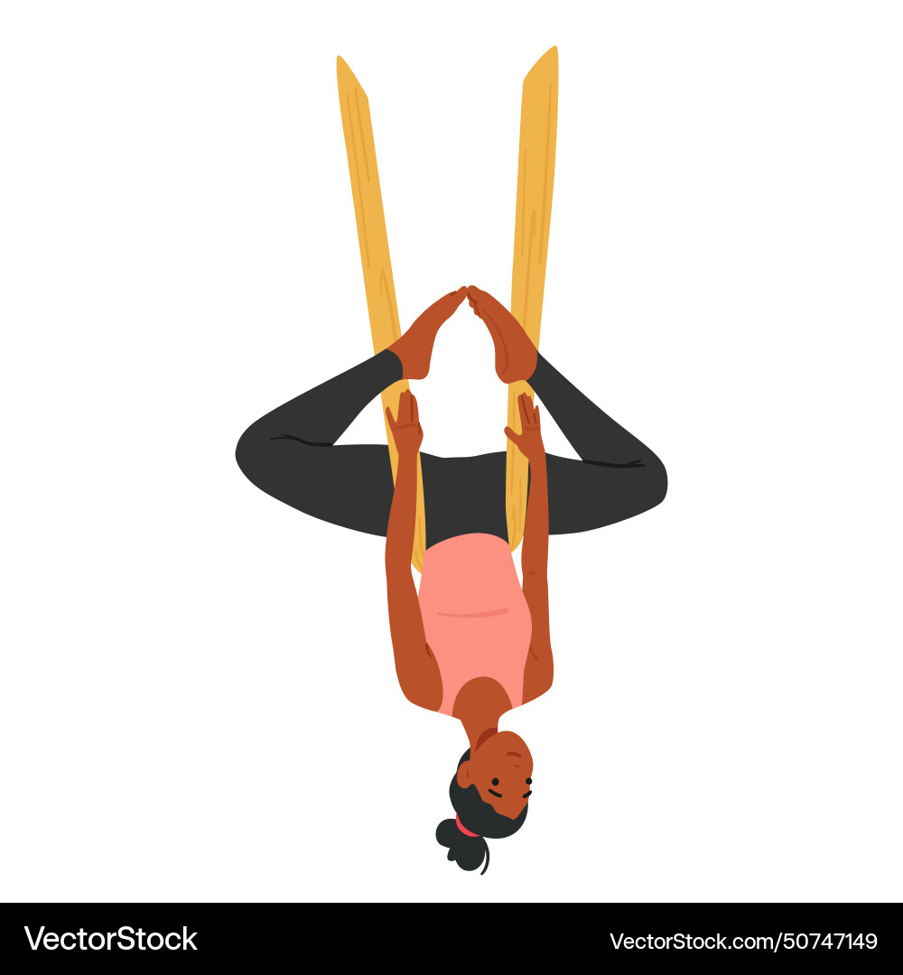 Dainty character woman gracefully performs aerial Vector Image